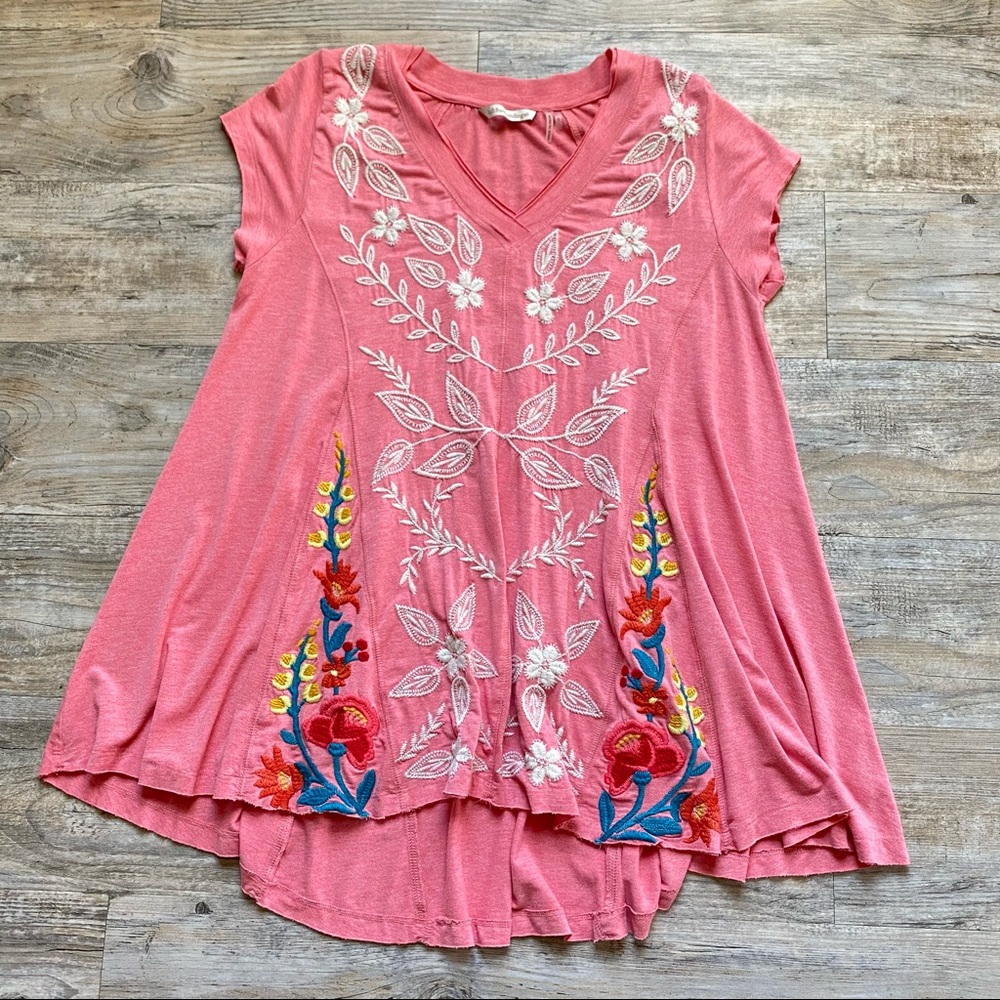 Soft Surroundings Embroidered Flora Tunic - Gem